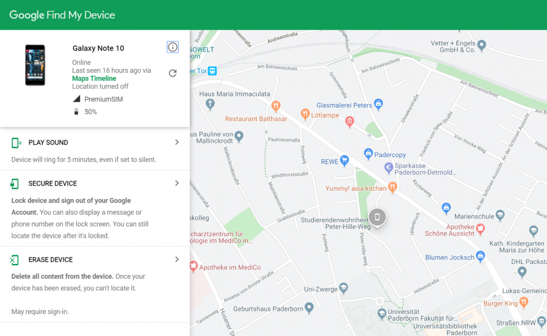 Track and Locate Lost Note 10 Remotely Without Third Party App